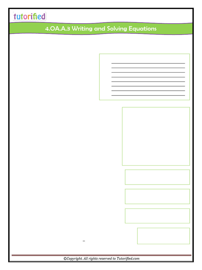 4.OA .A.3 Writing and Solving Equations | PDF | Equations