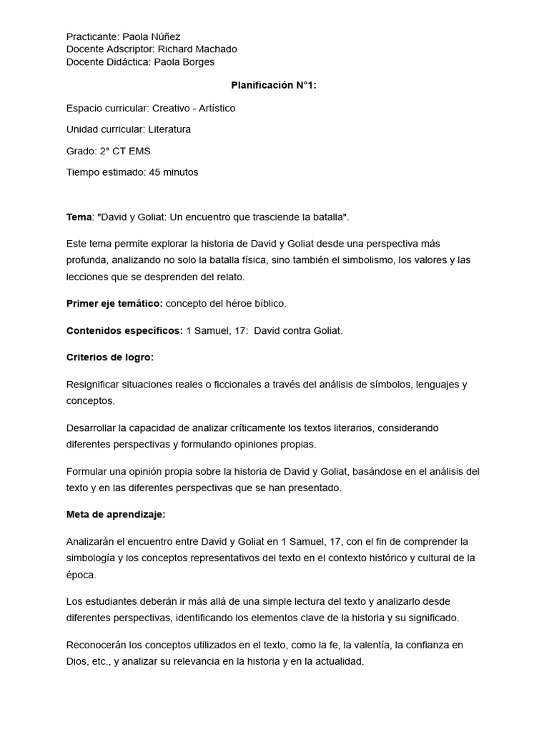 Análisis de David y Goliat en Literatura | PDF | David | Goliat