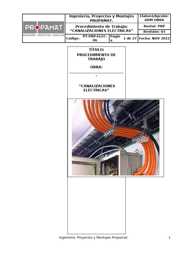 Pt-Prp-Elec-06 Canalizaciones Electricas | PDF | Seguridad y salud ocupacional | Business