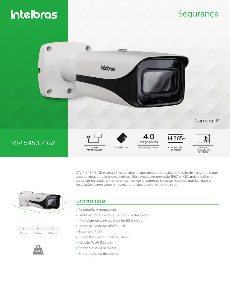 Câmera IP VIP 5450 Z G2: Alta Definição | PDF | Câmera | Endereço de IP
