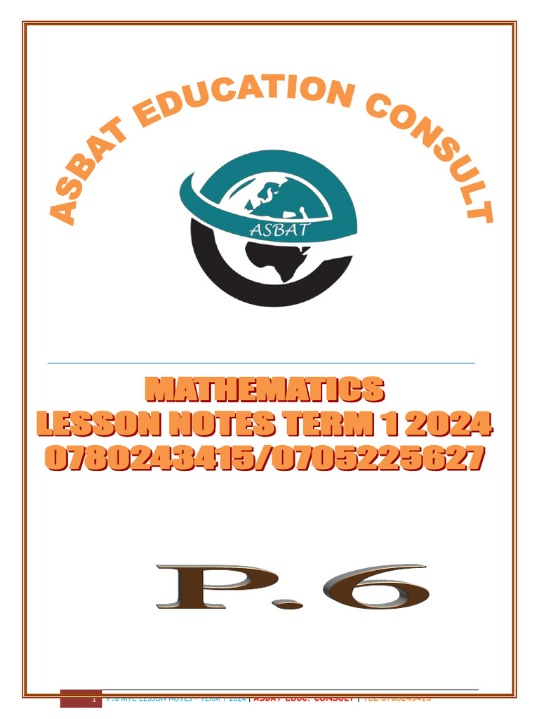 p.6 Mathematics Lesson Notes Term 1 2024 | PDF | Decimal | Multiplication