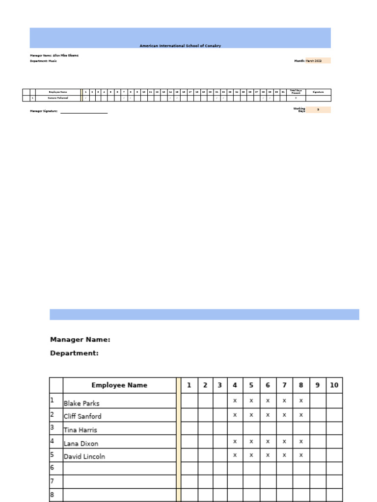 Mr. Camara - March - Attendance-Sheet-Excel | PDF