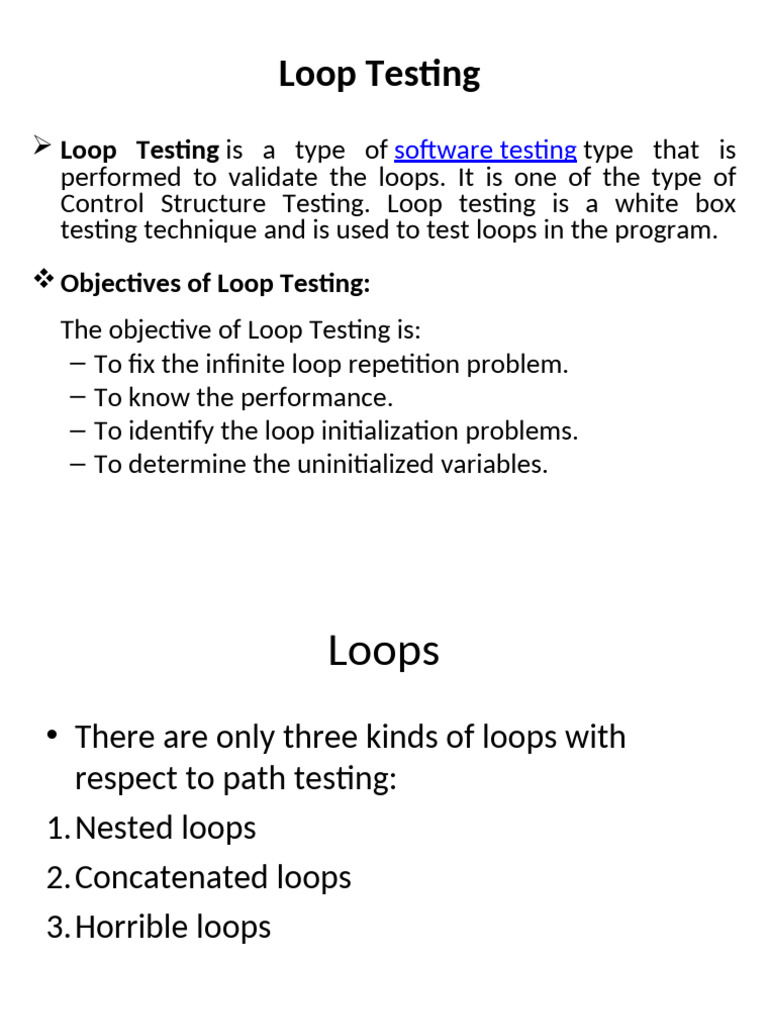 Loop Testing Is A Type of Software Testi | PDF | Control Flow ...