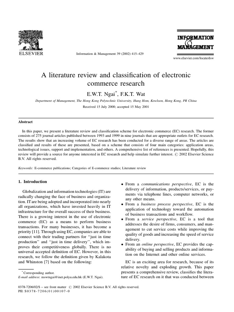 A Literature Review and Classification of Electronic Commerce Research ...