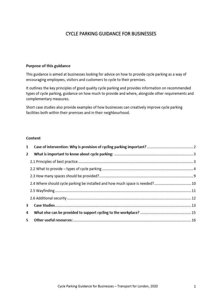 Cycle Parking Guidance for Businesses | PDF | Parking | Land Transport