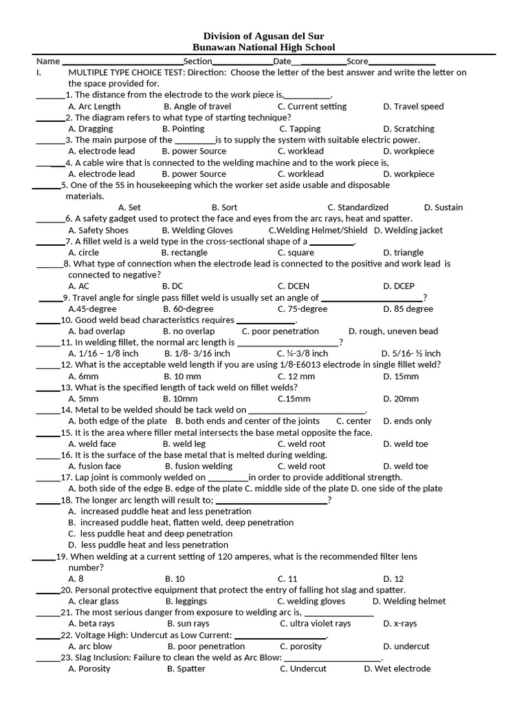 SMAW Summative 1st Quarter | PDF | Welding | Construction