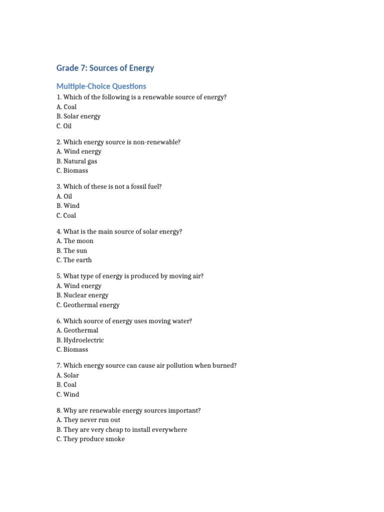 Grade 7 Sources of Energy | PDF | Energy Development | Renewable Energy