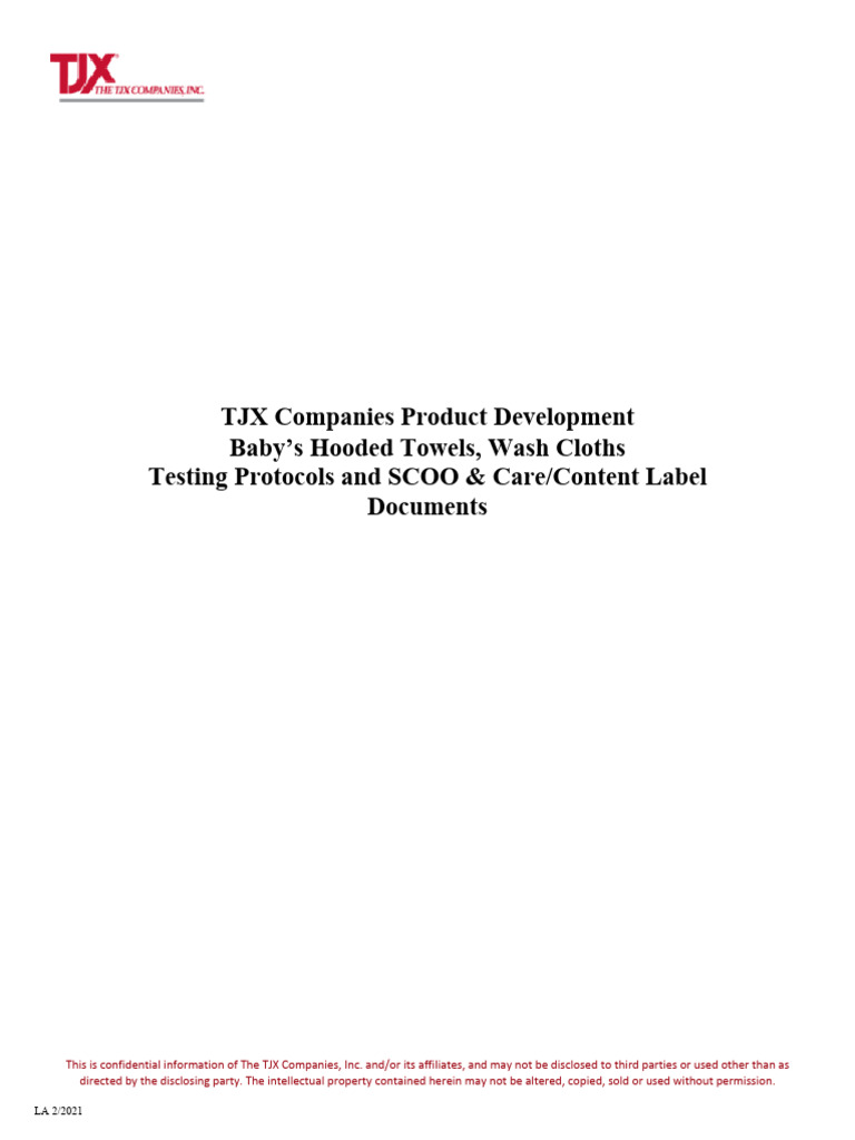 TJX Testing Protocols for Baby Products | PDF | Textiles