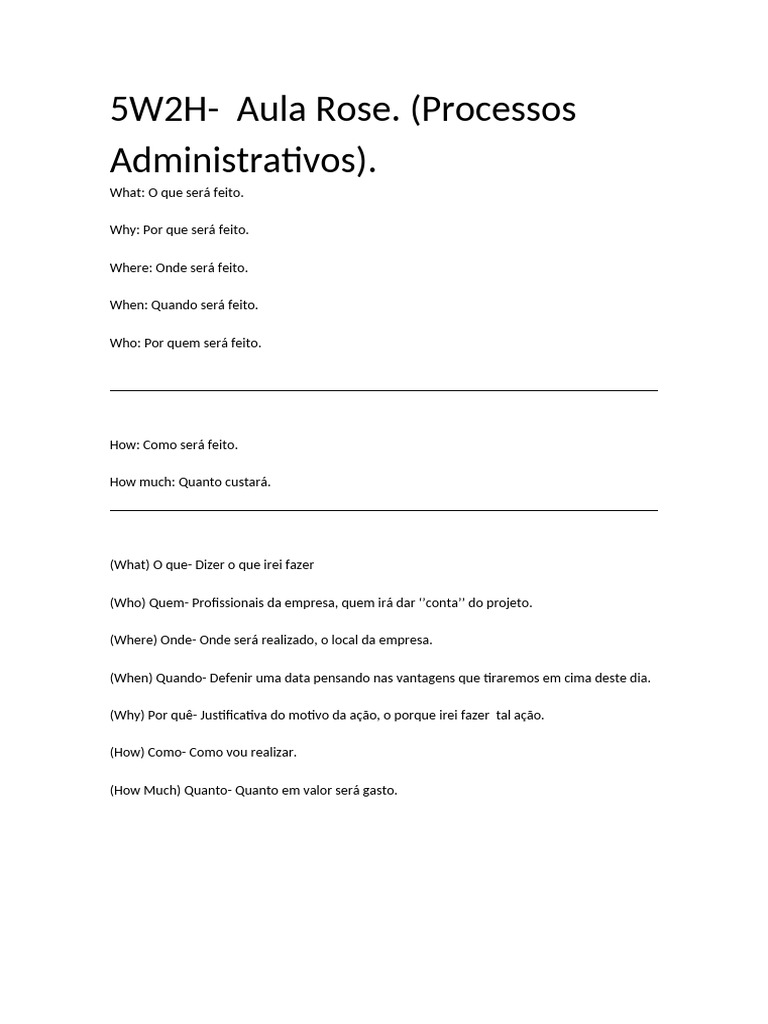 Guia 5W2H para Processos Administrativos | PDF