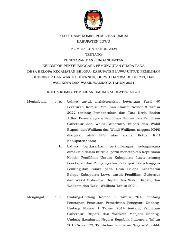 3 SK Pengangkatan KPPS | PDF