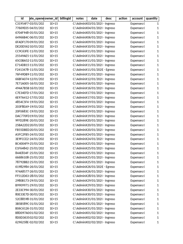 Formato Importacion Facturas Gnucash Lleno | PDF
