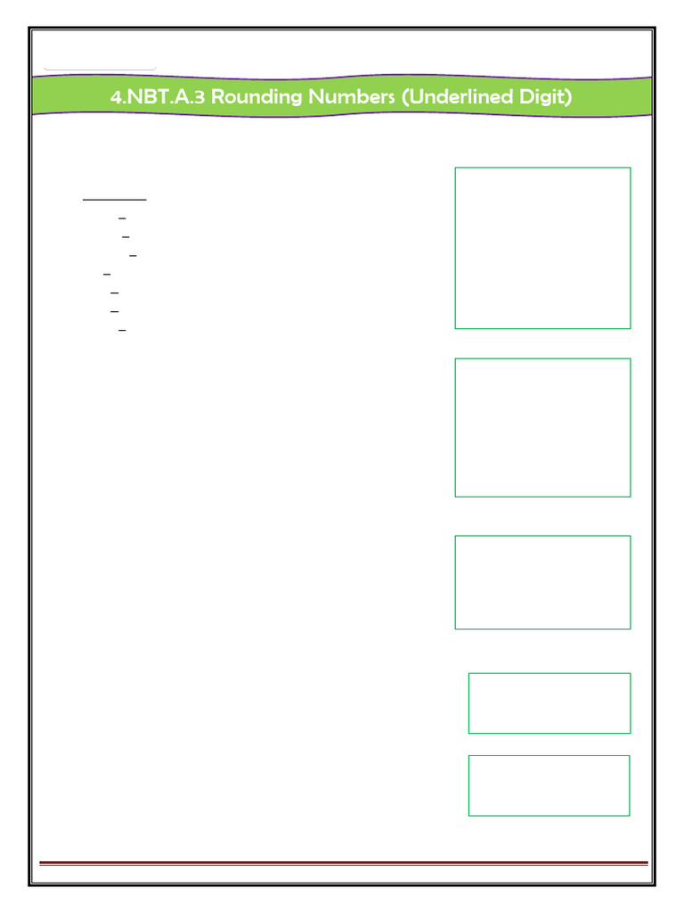 4.NBT .A.3 Rounding Numbers Underlined Digit | PDF | Rounding