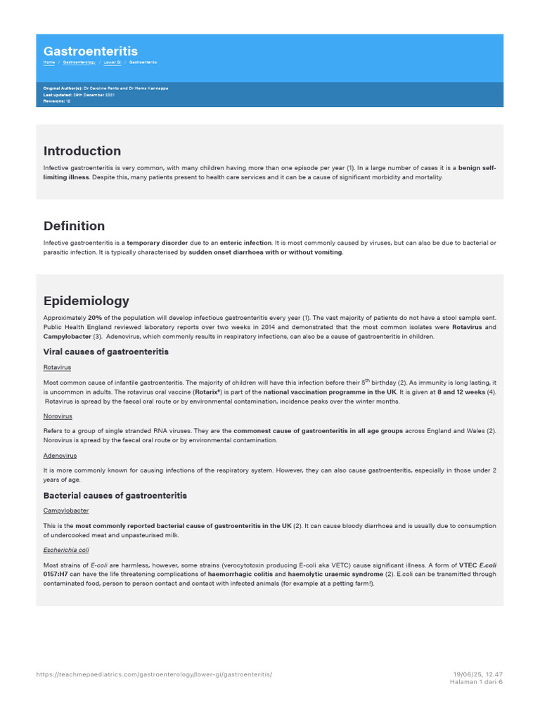 Gastroenteritis - Clinical Features - Management - TeachMePaediatrics ...