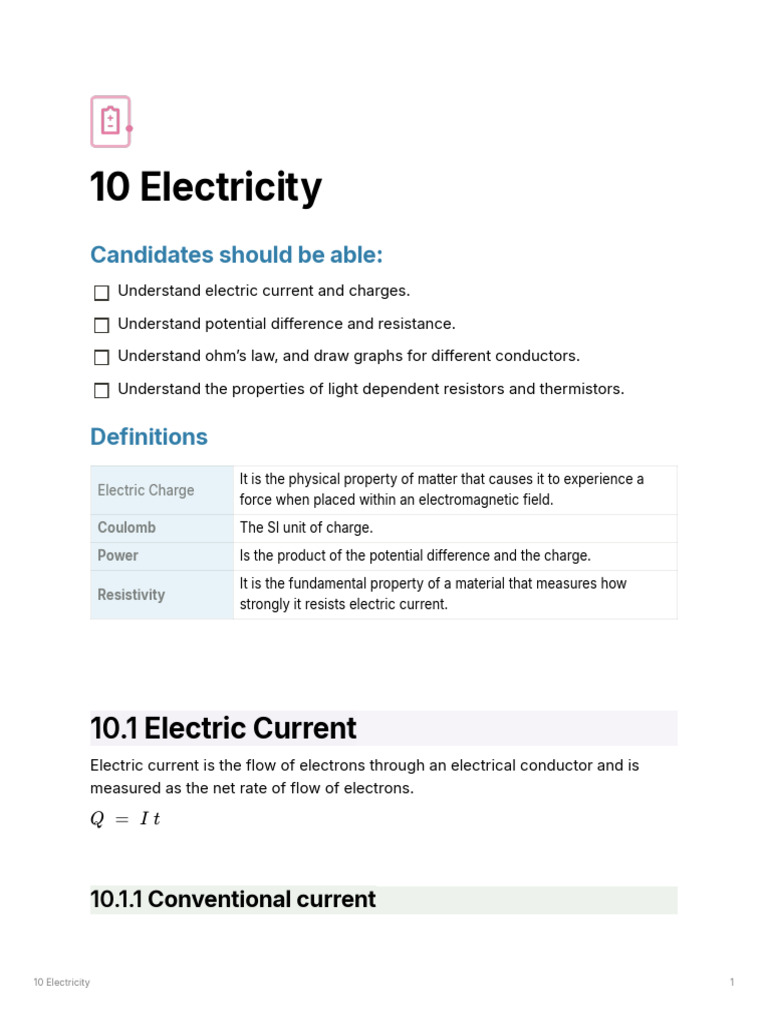 Understanding Electric Current & Resistance | PDF | Electric Current ...