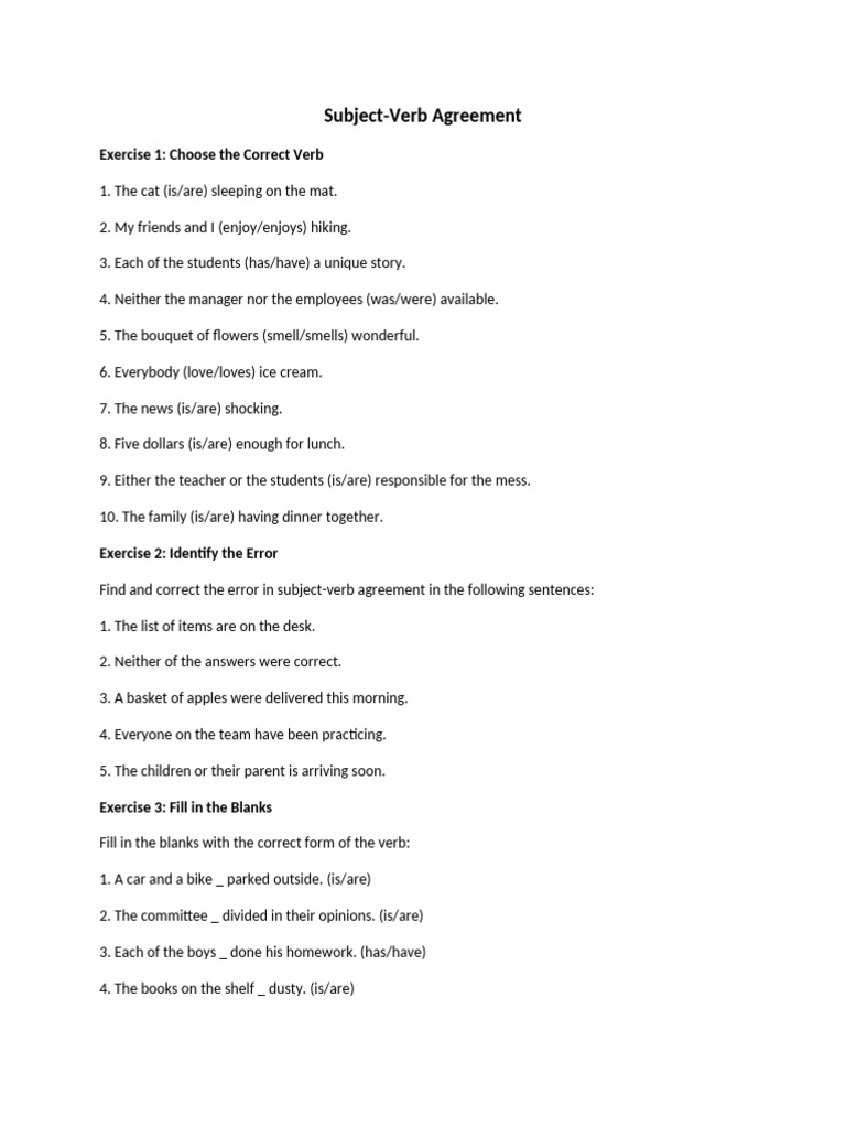 Subject-Verb Agreement-1 | PDF | Linguistics