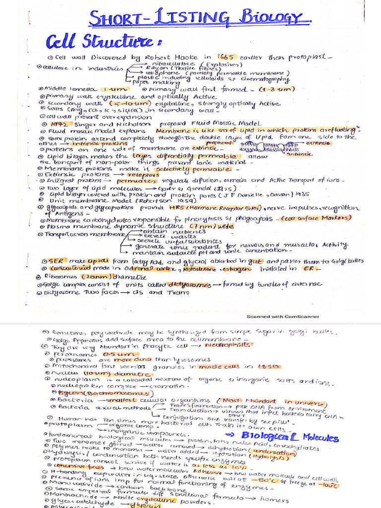Biology Short Notes.mohib | PDF