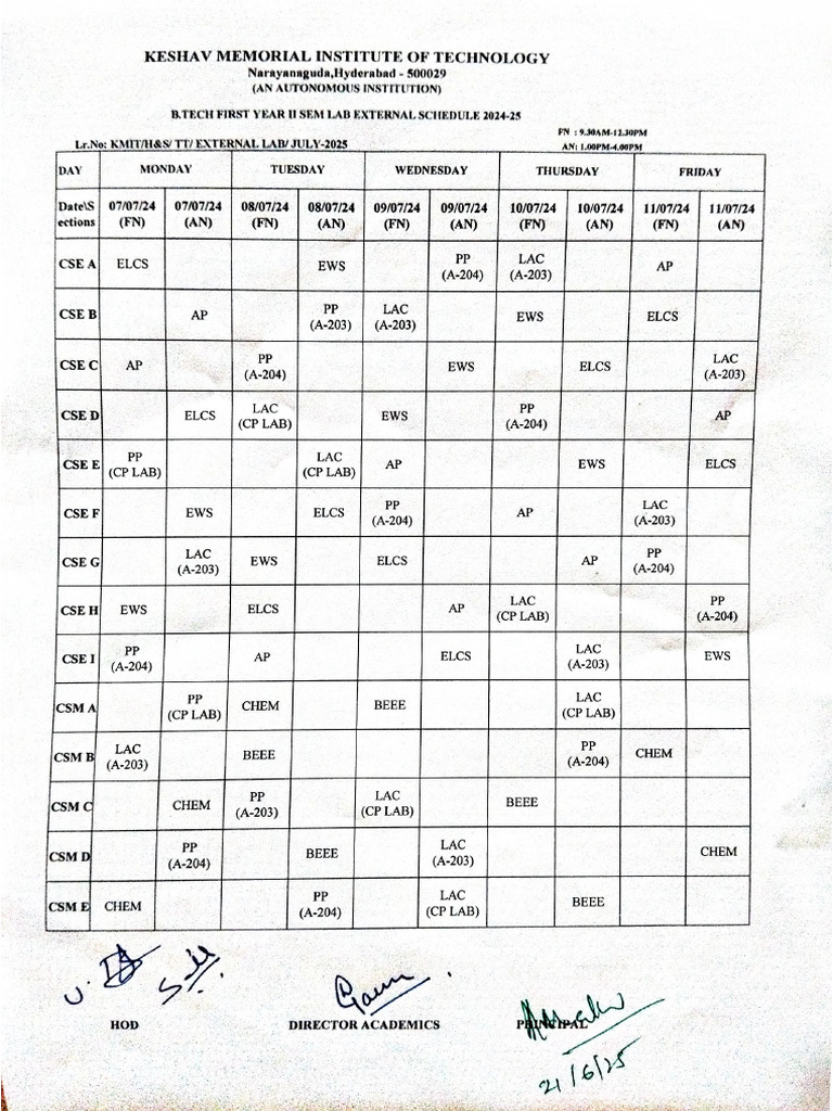 Lab External Schedule | PDF