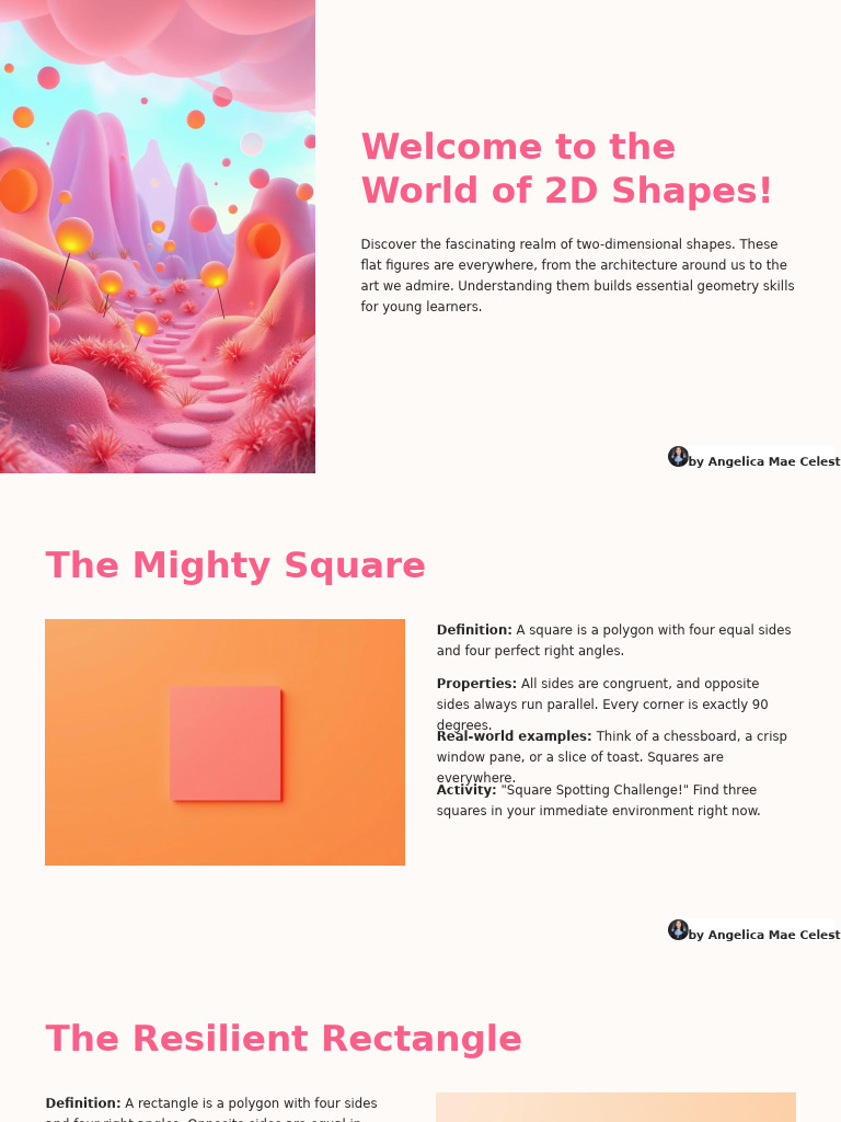 Welcome To The World of 2D Shapes | PDF | Rectangle | Triangle