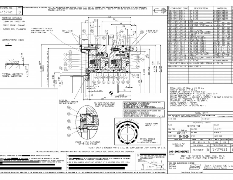 Desenho Tecnico Selo Seco John Crane | PDF