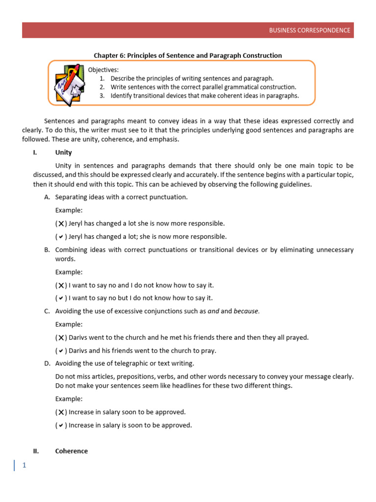 Chapter 6 Principles of Sentence and Paragraph Construction | PDF ...