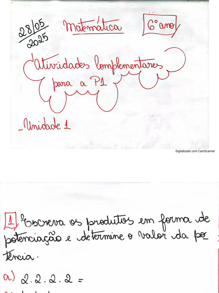 Ativ Complementar P1 6°ano | PDF