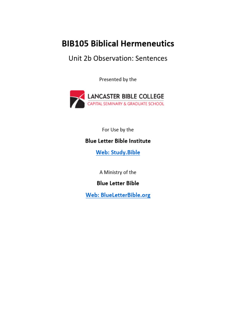 Biblical Hermeneutics: Sentence Observation | PDF | Love | Fruit Of The ...
