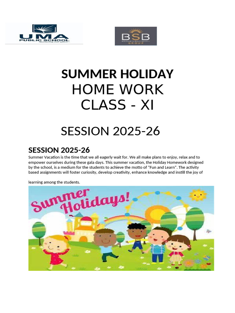 Class XI Summer Homework on SDGs | PDF