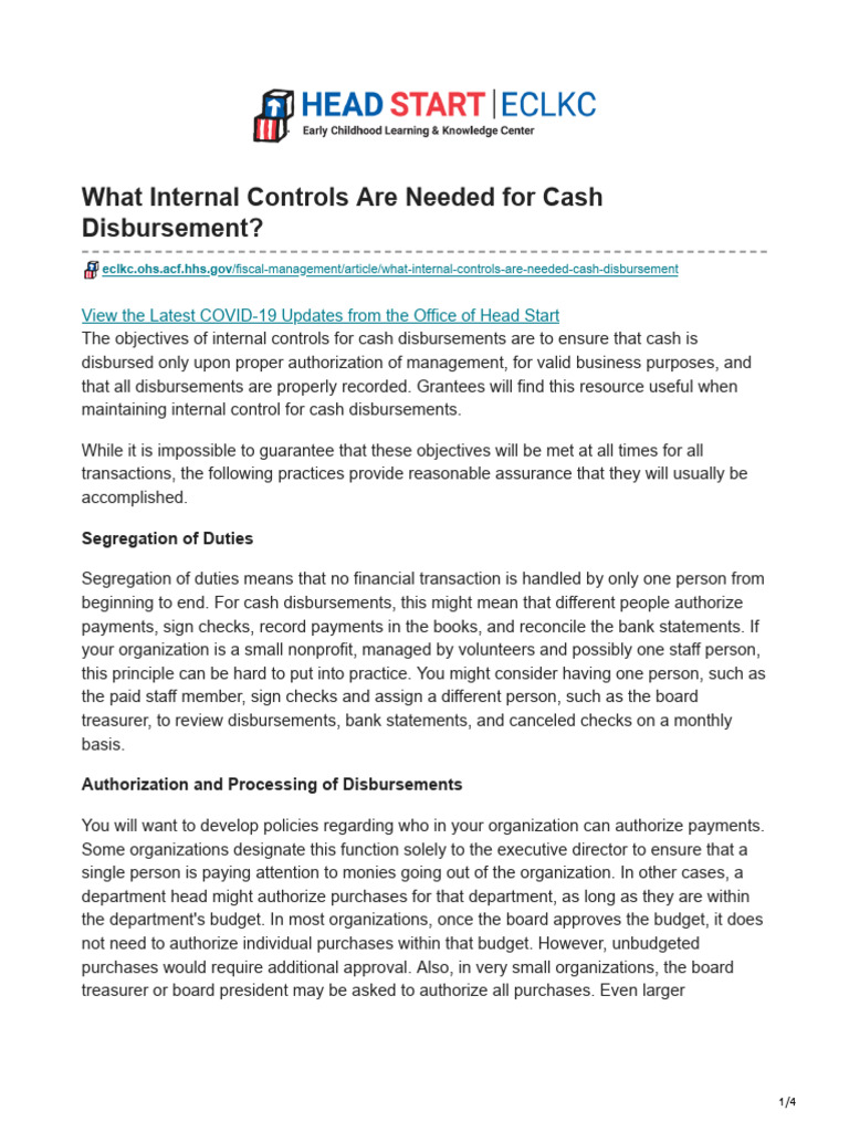 Cash Disbursement Internal Controls Guide | PDF | Business