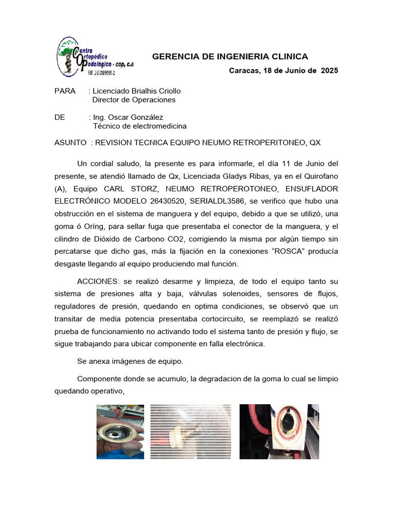 Informe Equipo Neumo Retroperitoneo QX PDF | PDF