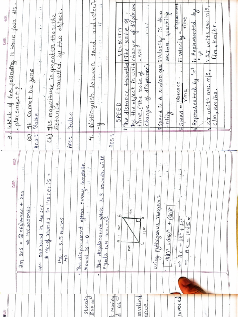 Class 9 TH Motion Chapter Solution | PDF