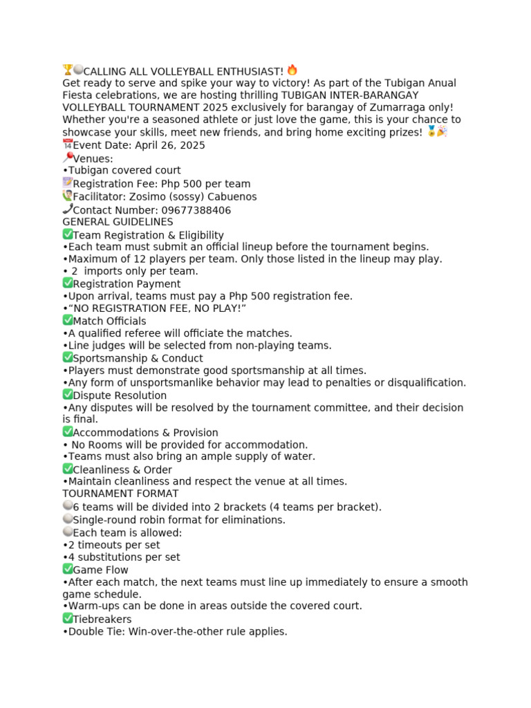 Calling All Volleyball Enthusiast | PDF | Tournament | Sports Rules And ...