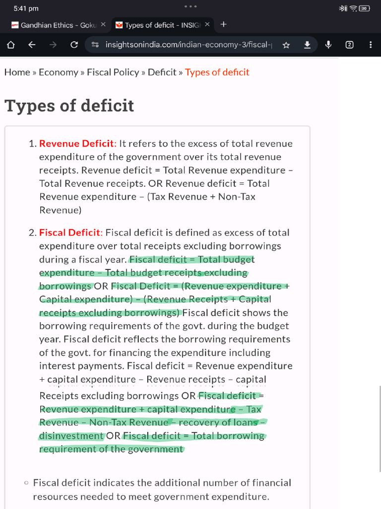 Fiscal Deficit Defn | PDF