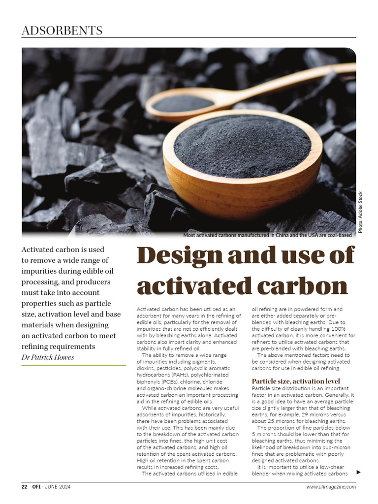 Activated Carbon in Edible Oil Refining | PDF | Adsorption | Carbon
