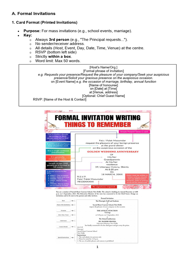 Class 12 (Invitation and Replies) | PDF