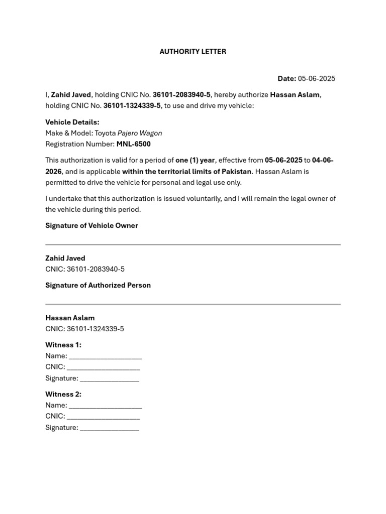 Authority Letter | PDF