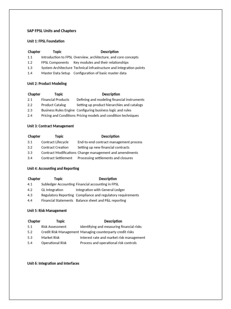 SAP FPSL Units and Chapters | PDF | Valuation (Finance) | International ...