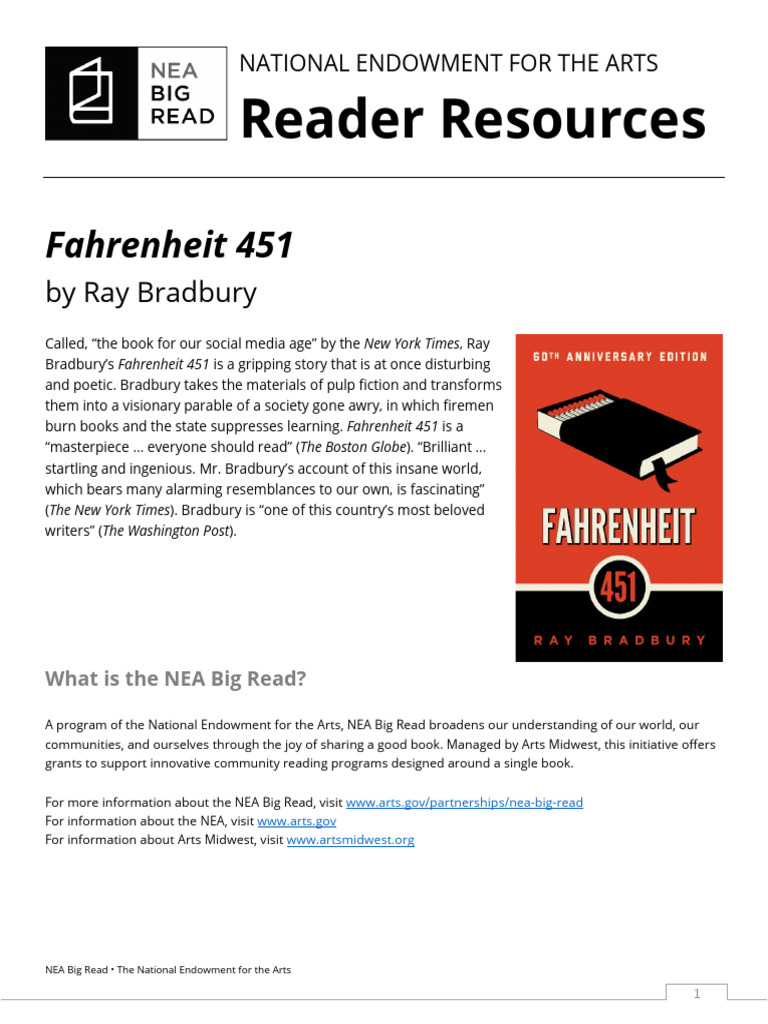 NEA Big Read: Fahrenheit 451 Overview | PDF | Ray Bradbury