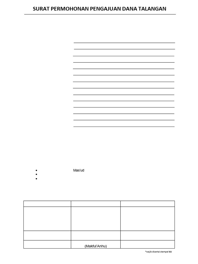 Chaulah Surat Permohonan Pengajuan Dana Talangan-PT EKA | PDF