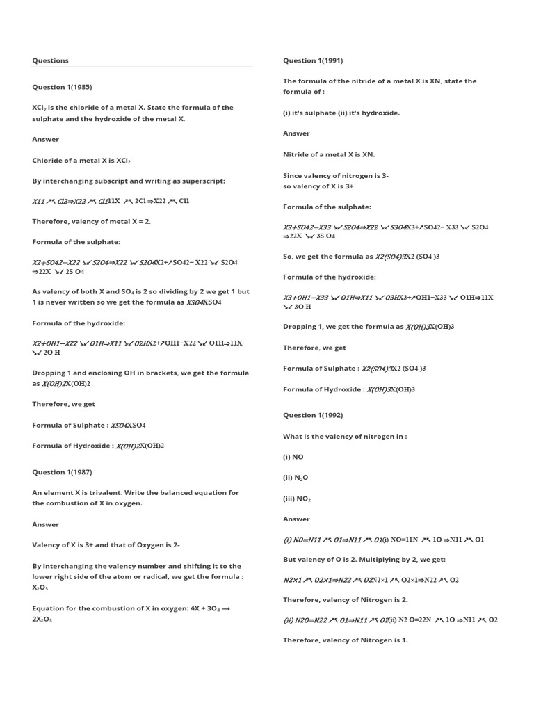 Valency of Nitrogen and Hydroxides | PDF | Hydroxide | Valence (Chemistry)