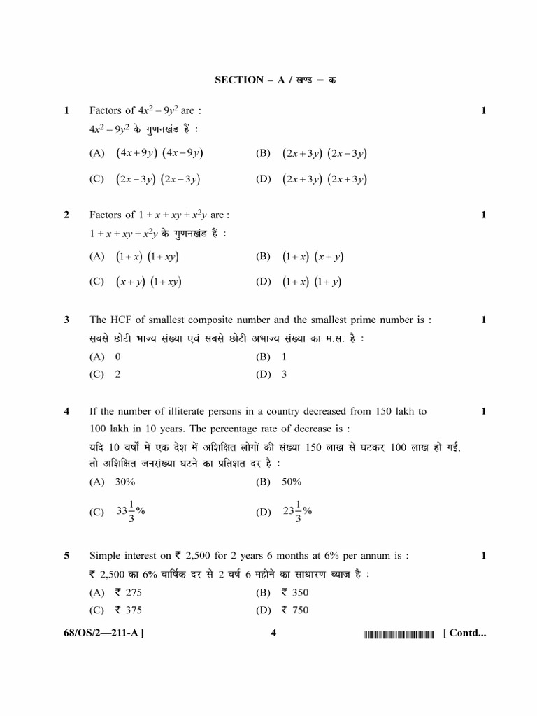 Nios Maths 211 Secondary Question Paper Oct 2024-4-18 | PDF
