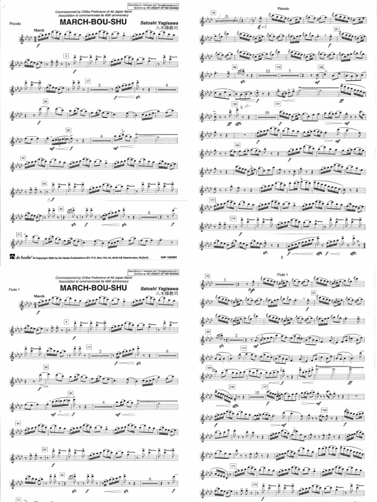 March Bou Shu Picc Flute Oboe Bassoon | PDF