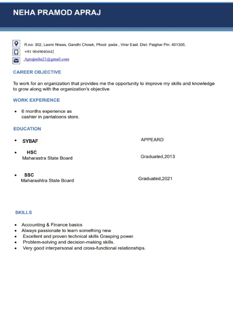 Neha Apraj Resume | PDF