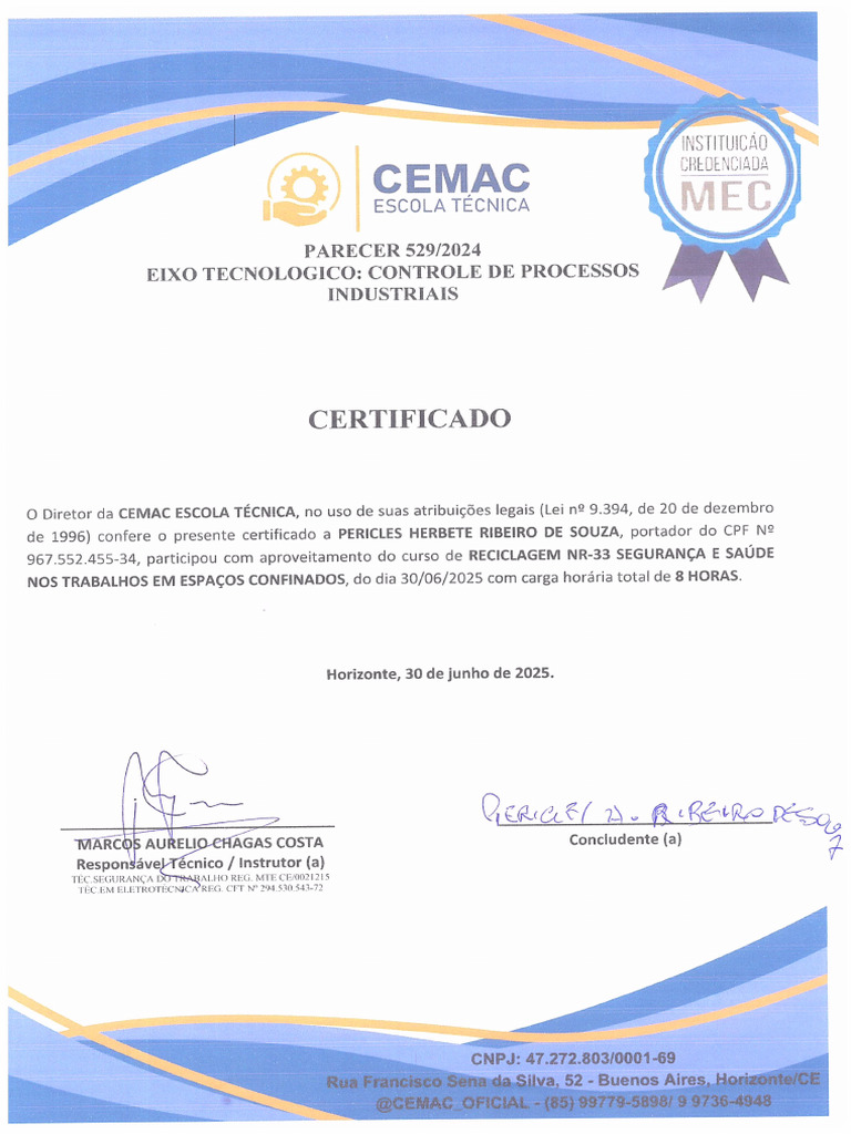 Certificado Pericles001 | PDF