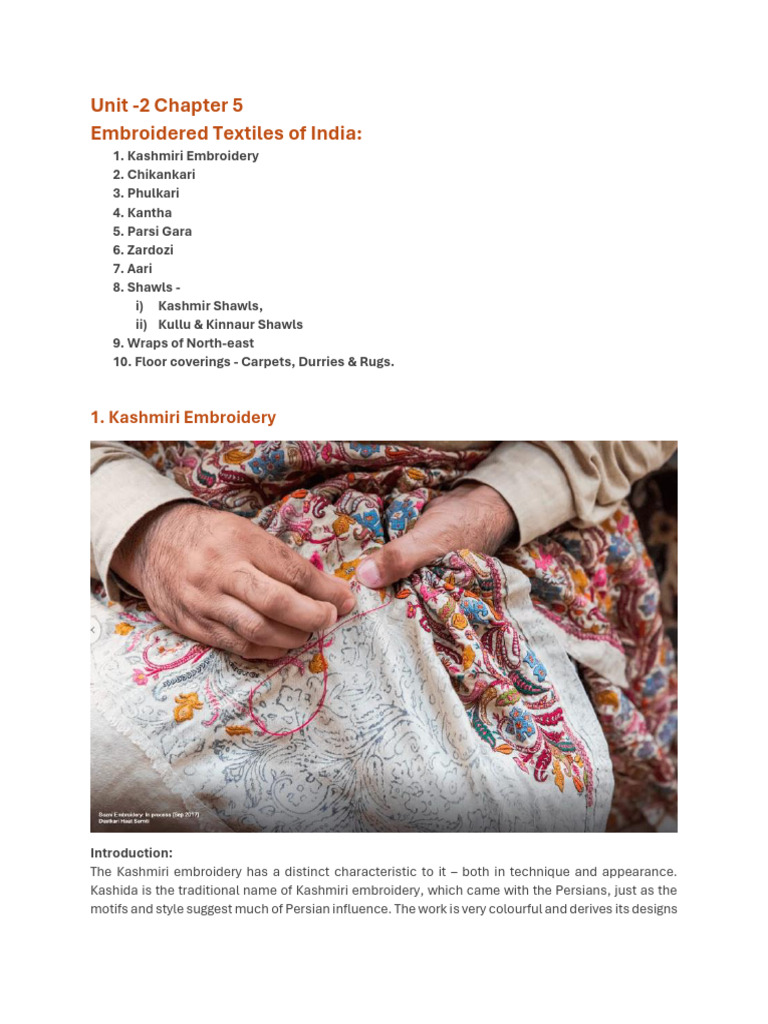 BCU Unit 2 Chapter 5 Embroidered Textiles | PDF | Embroidery | Needlework