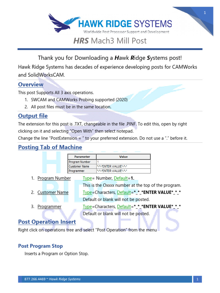 MACH3 MILL Post Instructions | PDF | Software | Computing