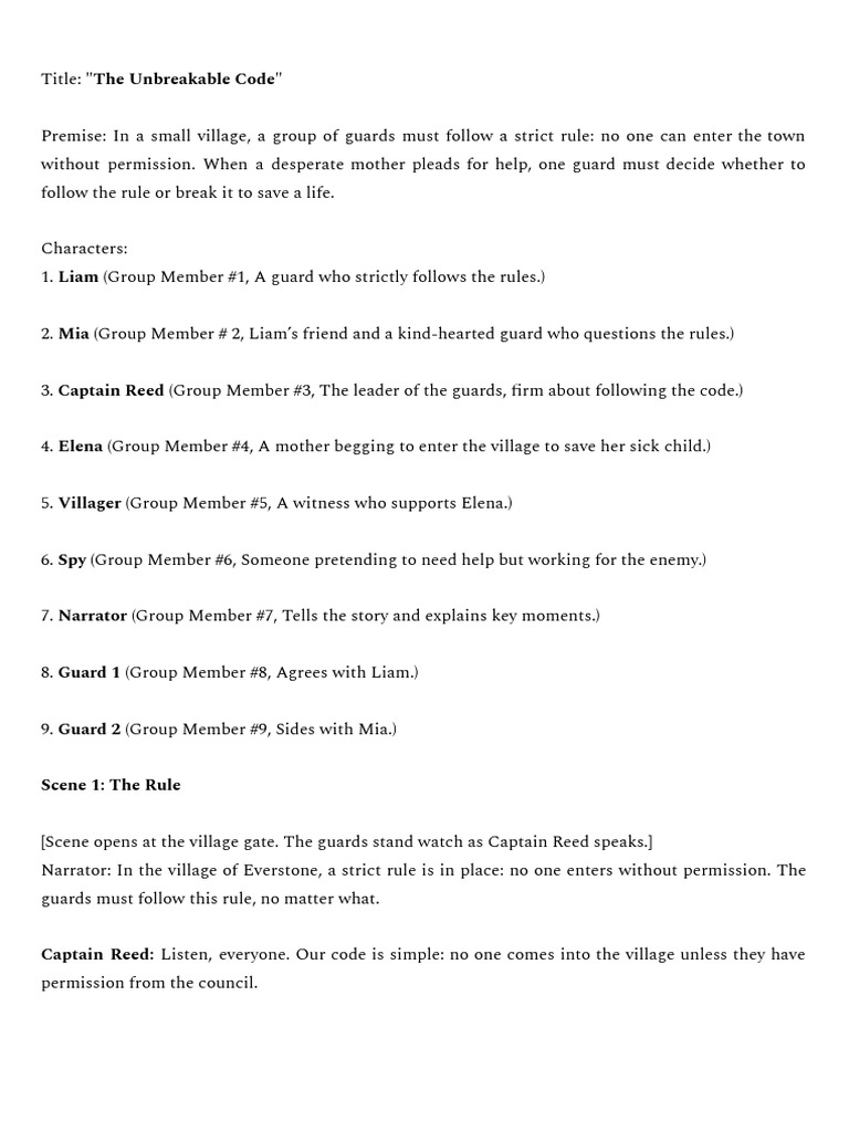 Role Play Sample Script | PDF