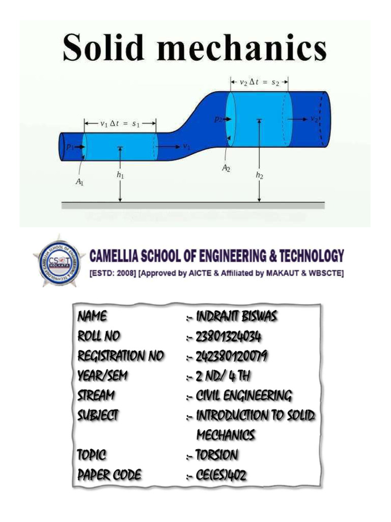 INDRAJIT BISWAS - Introduction To Solid Mechanics - CE (ES) 402 - CA2 ...