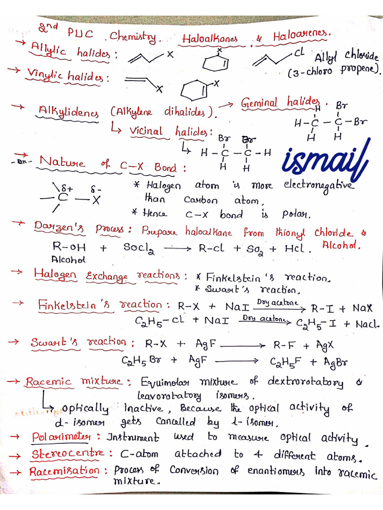Halo Alkanes Notes | PDF