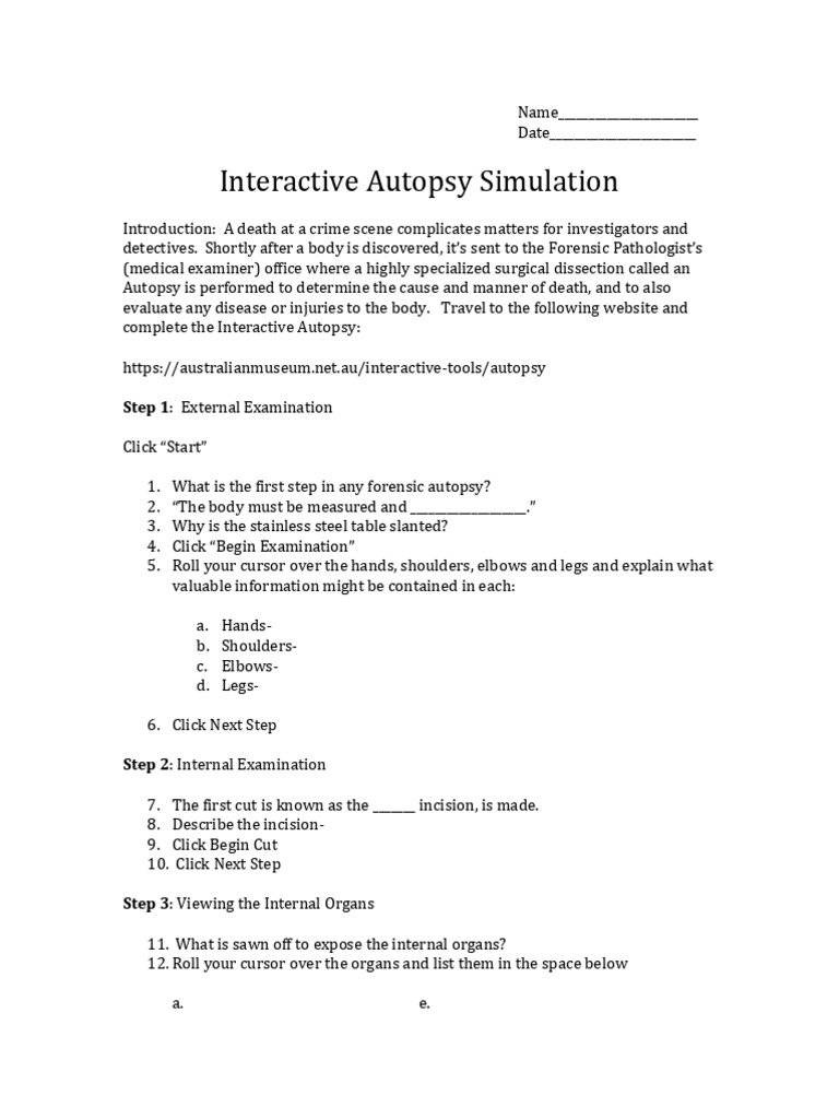Interactive Autopsy Simulation: Step 1 | PDF | Autopsy | Forensic Science