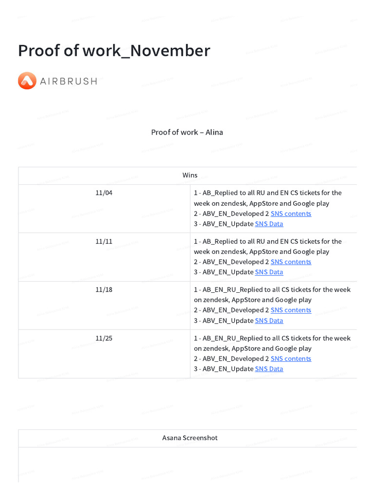 November Proof of Work Summary | PDF